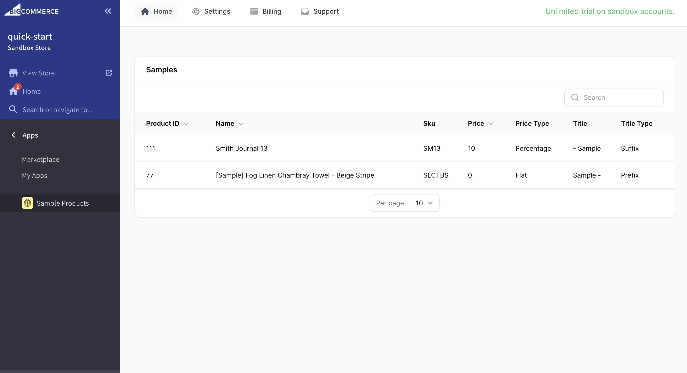 Sample Products BigCommerce App User Guide