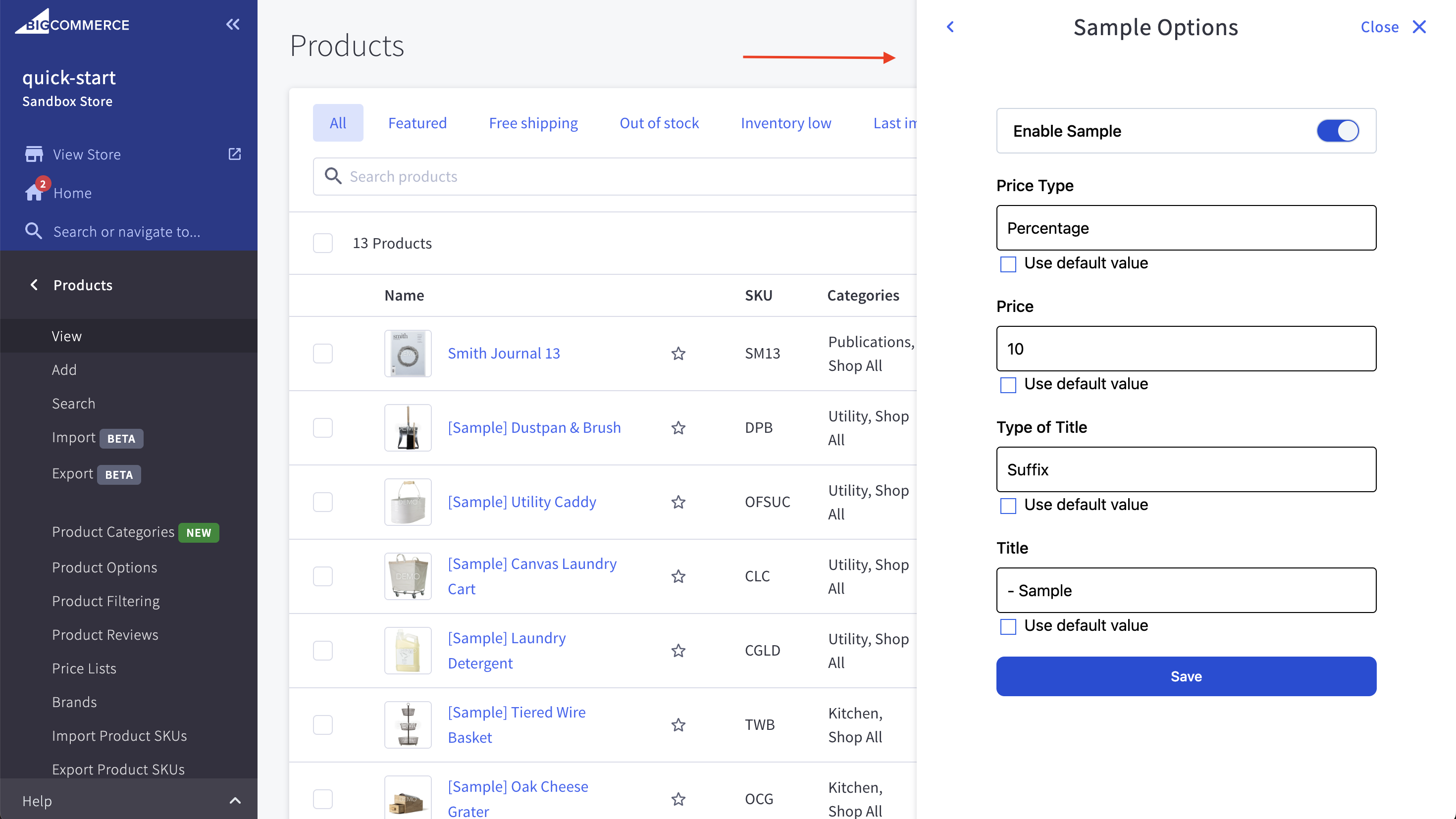 Sample Products BigCommerce App User Guide